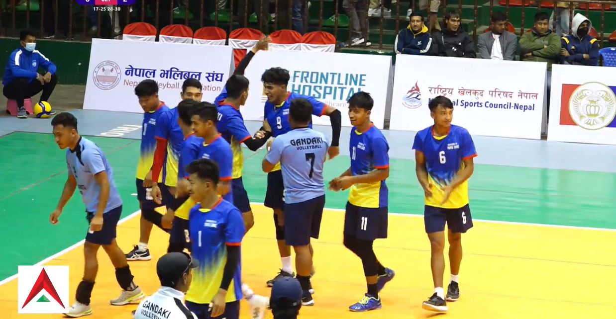 एनभिए भलिबल : विभागीय टोली एपिएफलाई हराउँदै गण्डकी प्रदेश सेमिफाइनलमा ...